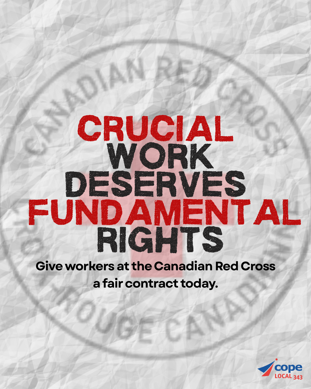 Support the workers at the Canadian Red cross - COPE 343